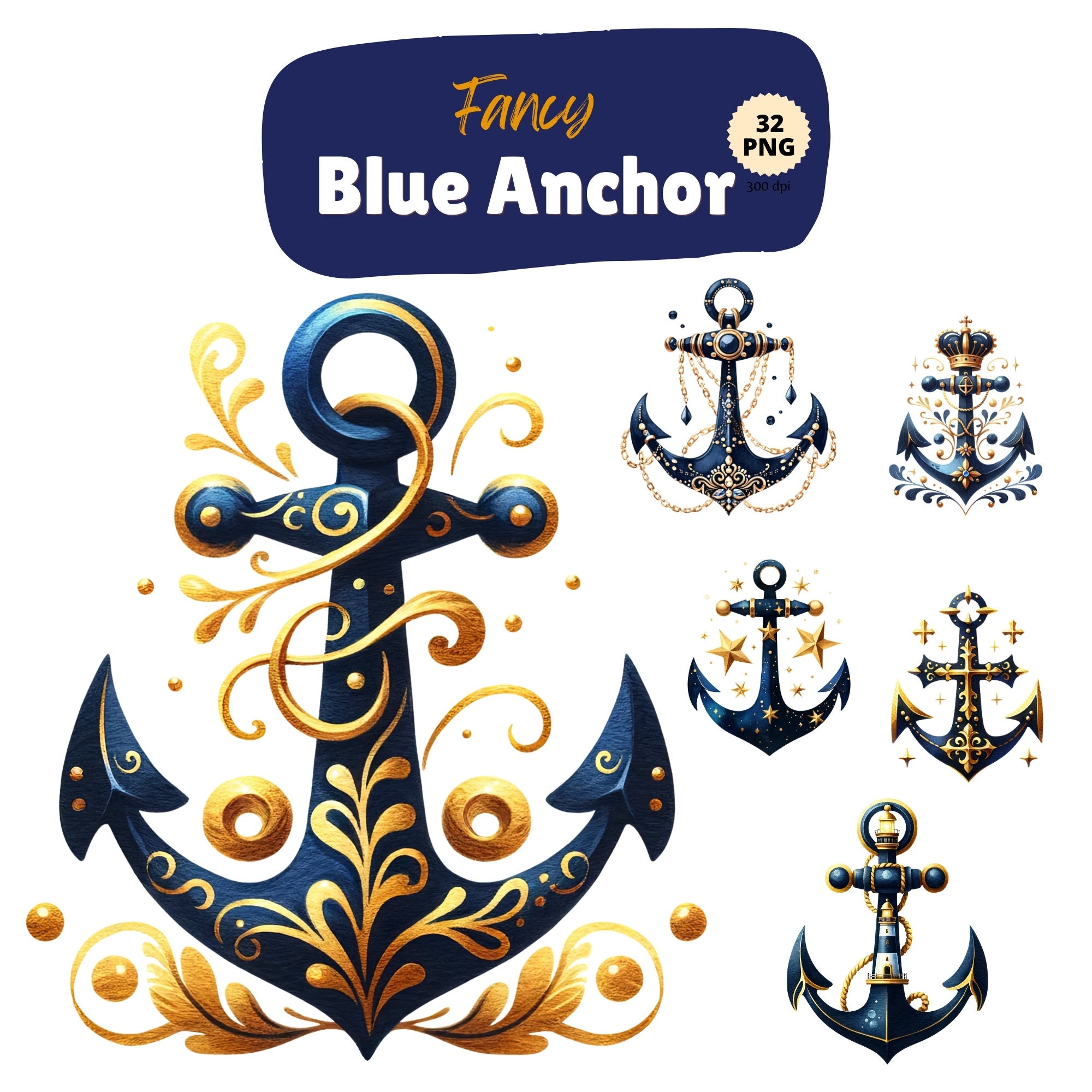 Blue Anchor, Anchor Png, Anchor Print, Anchor Download, Anchor Décor ...