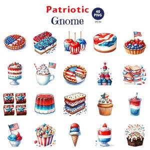 Patriotic Sweets Clipart, USA Flag Bakery & Ice Cream Clipart, Red ...