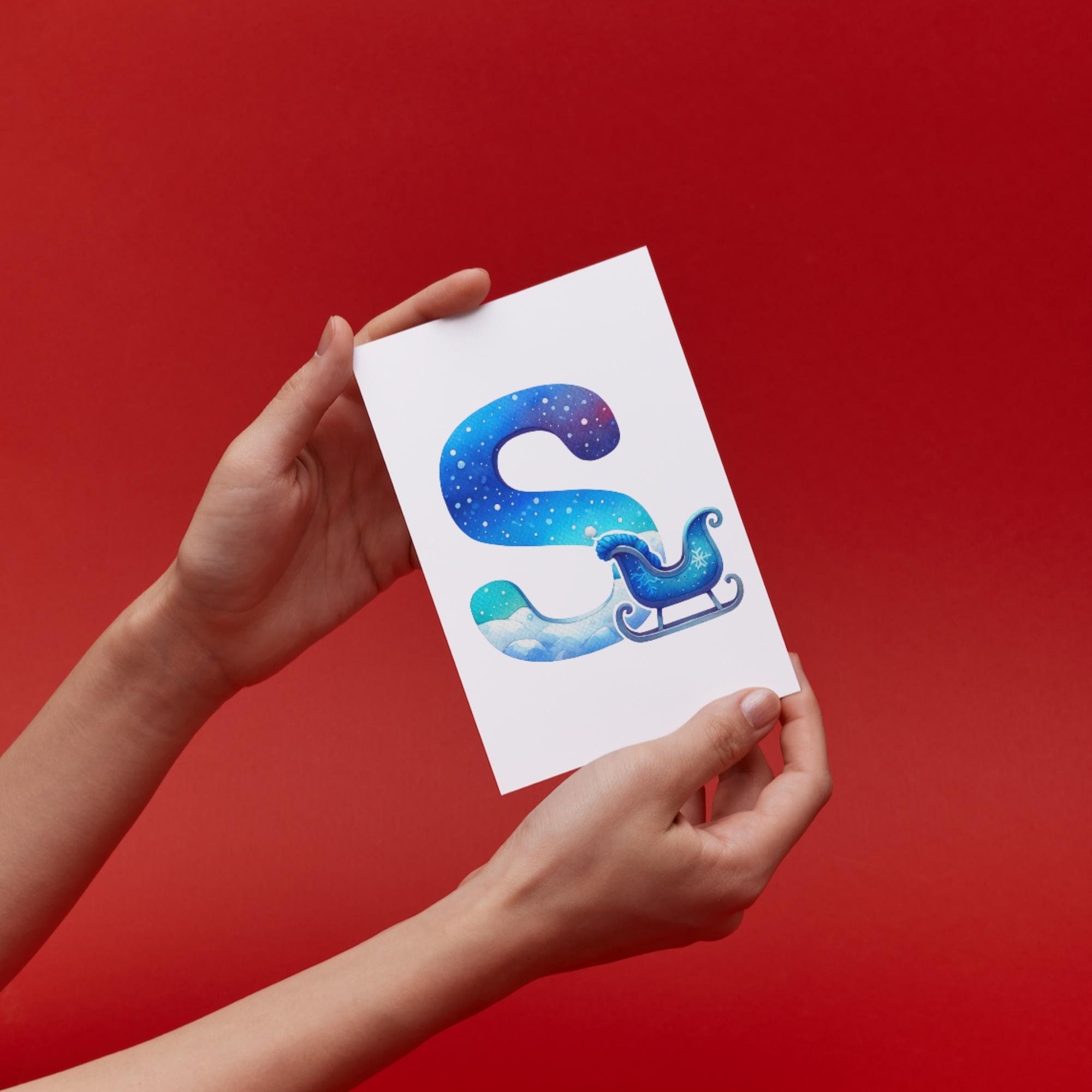 Santa Sleigh Alphabet Clipart, Santa Sleigh PNG Letter, Santa Sleigh ...