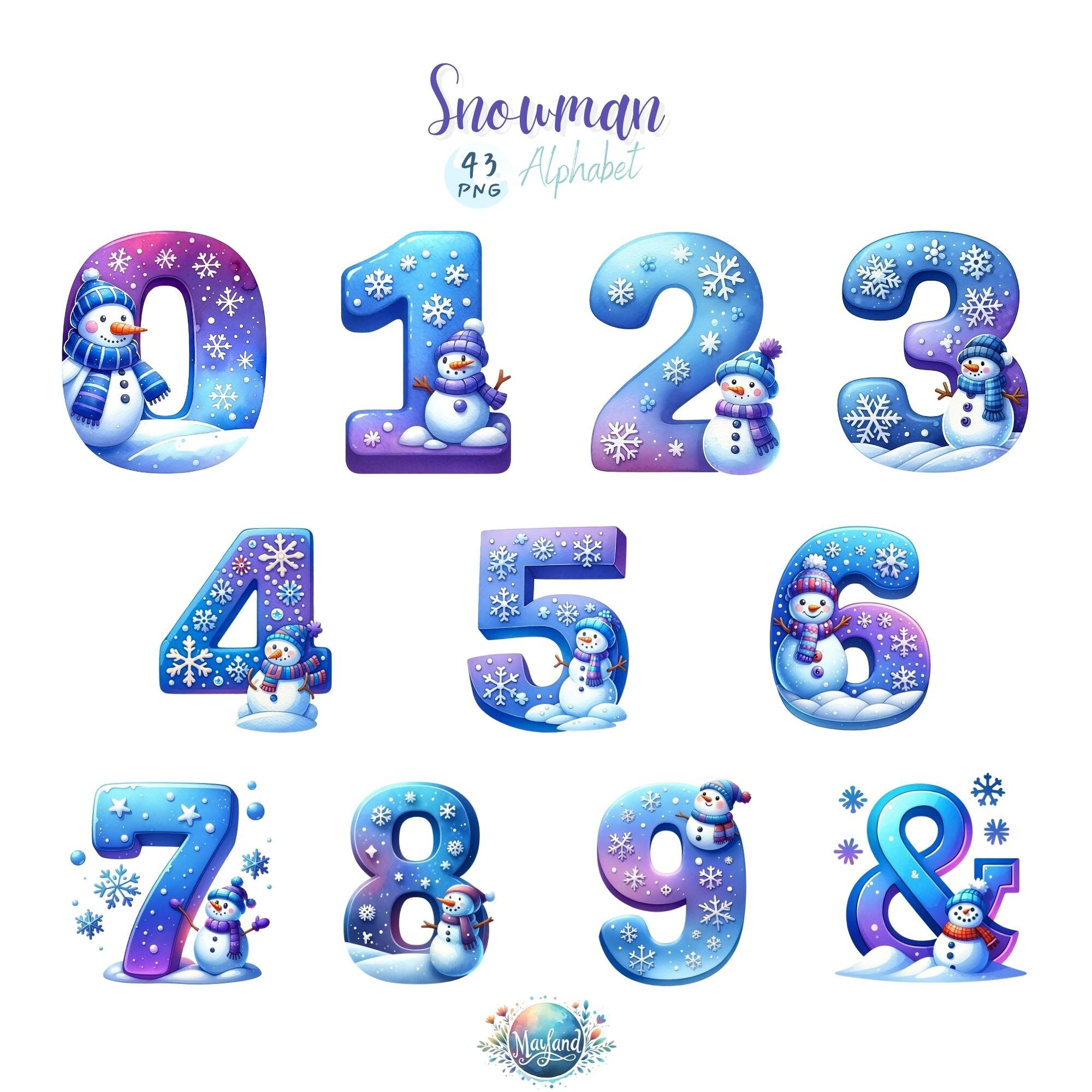 Snowman Alphabet Clipart, Snowman PNG Letter, Snowman Font, Snowman ...