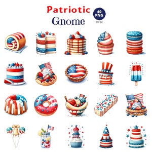 Patriotic Sweets Clipart, USA Flag Bakery & Ice Cream Clipart, Red ...