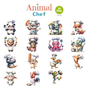 Animal Chef, Cute Chefs Png, Chef Png, Watercolor Chef, Cute Animals ...