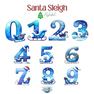 Santa Sleigh Alphabet Clipart, Santa Sleigh PNG Letter, Santa Sleigh ...