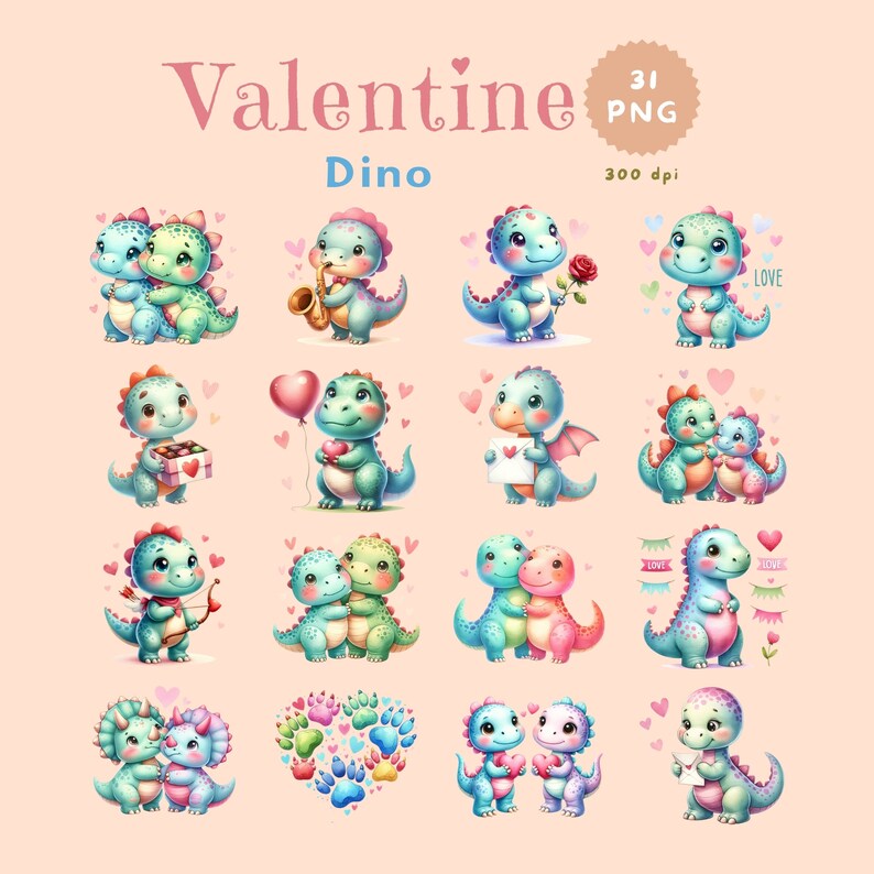 Valentine Dino Png, Dinosaur Valentine Clipart, Valentine Clipart, Cute ...