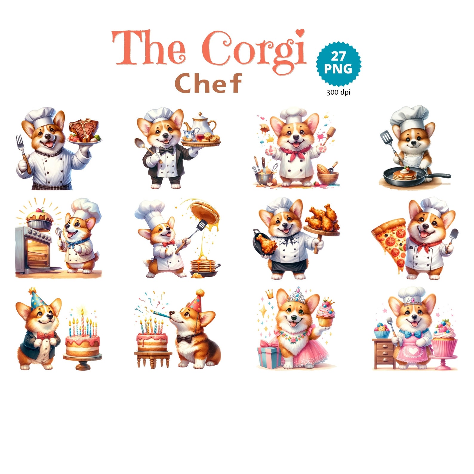 Adorable Corgi, Funny Corgi Chef, Cute Dog Chef, Chef Png, Pets Png ...