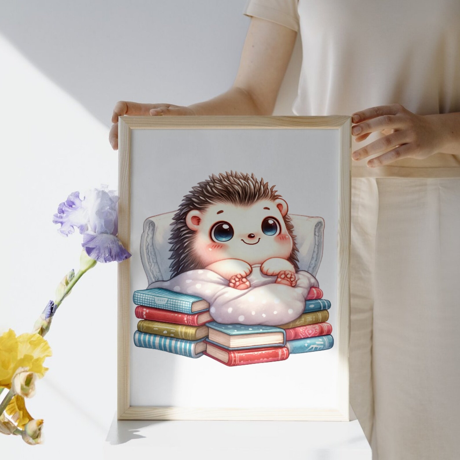Watercolor Cute Animal Lean on Books, Cute Animal Clipart, Animal ...
