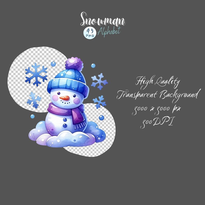 Snowman Alphabet Clipart, Snowman PNG Letter, Snowman Font, Snowman ...