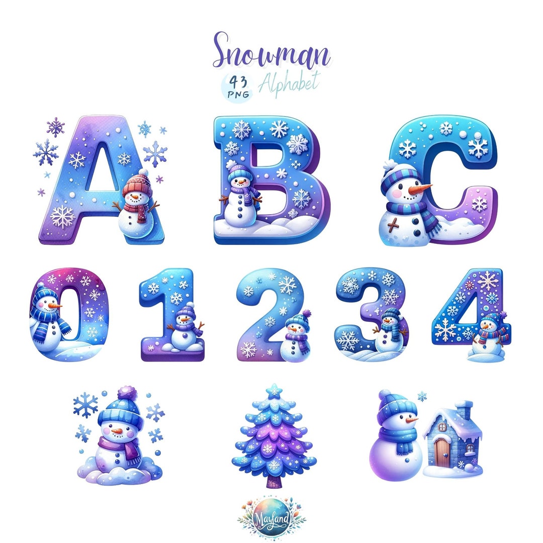 Snowman Alphabet Clipart, Snowman PNG Letter, Snowman Font, Snowman ...