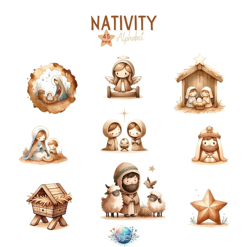 Nativity Alphabet Clipart, Nativity PNG Letter, Nativity Font, Nativity ...