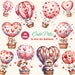 Cute Pets in Hot Air Balloon Clipart, Valentine's Day Clipart ...
