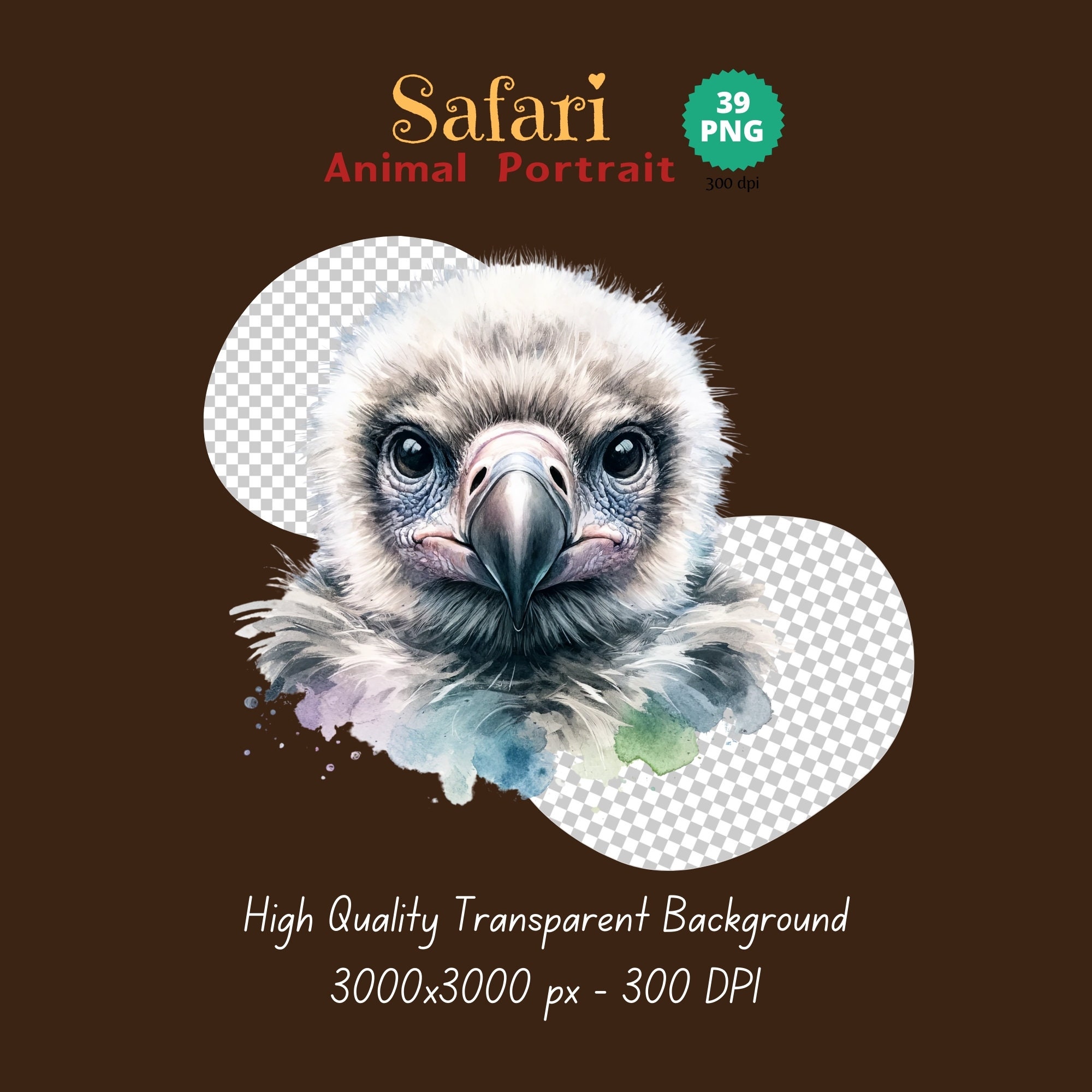 Safari Animals Portrait, Animals Portrait PNG, Watercolor Safari ...