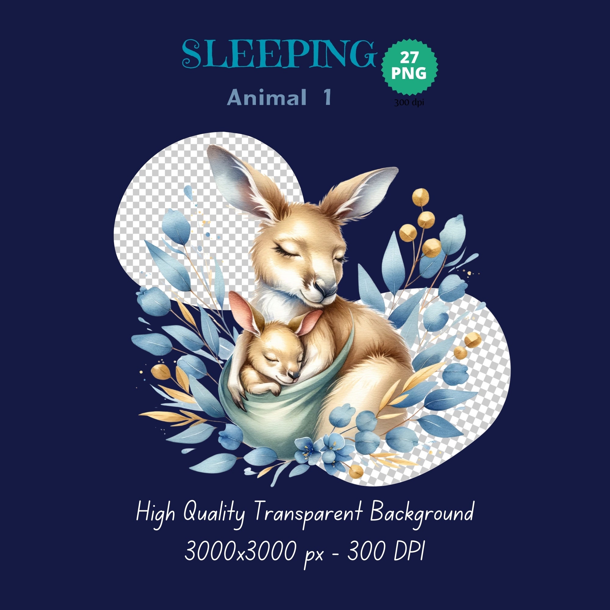 Sleeping Animal Clipart I, Watercolor Animal, Cute Animal, Safari Png ...
