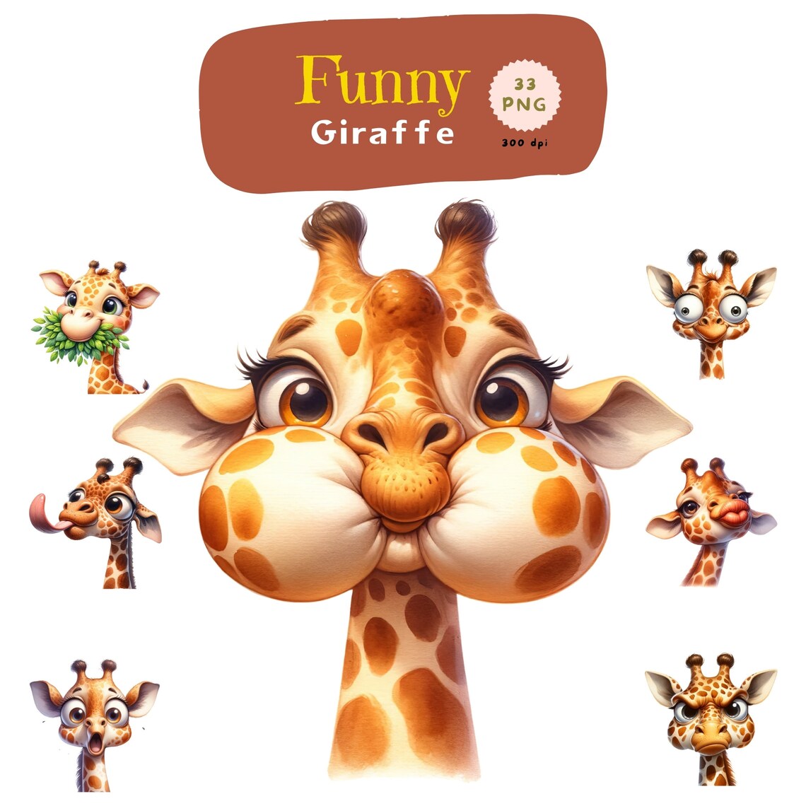 Funny Giraffe Png, Funny Giraffe Clip Art, Cool Giraffe Bundle ...