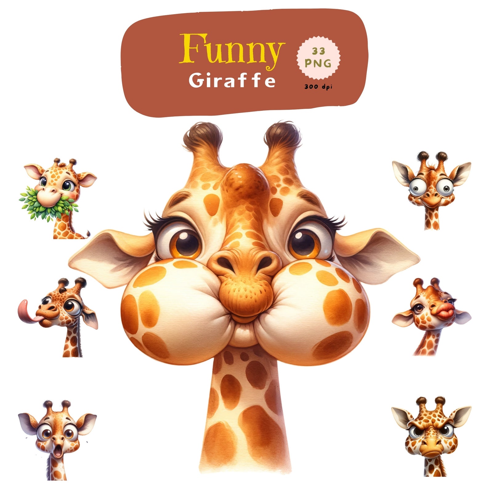 Funny Giraffe Png, Funny Giraffe Clip Art, Cool Giraffe Bundle ...