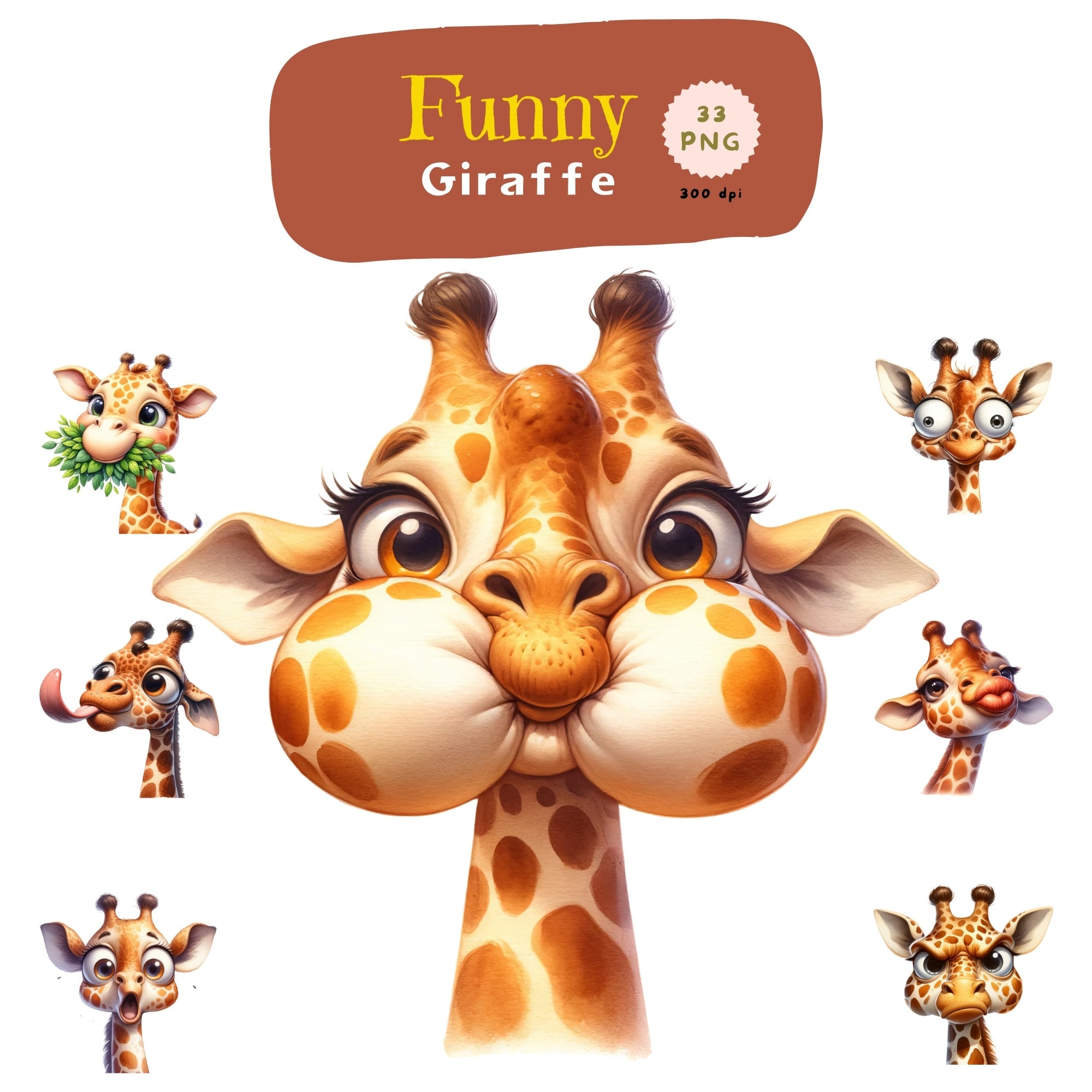 Funny Giraffe Png, Funny Giraffe Clip Art, Cool Giraffe Bundle ...