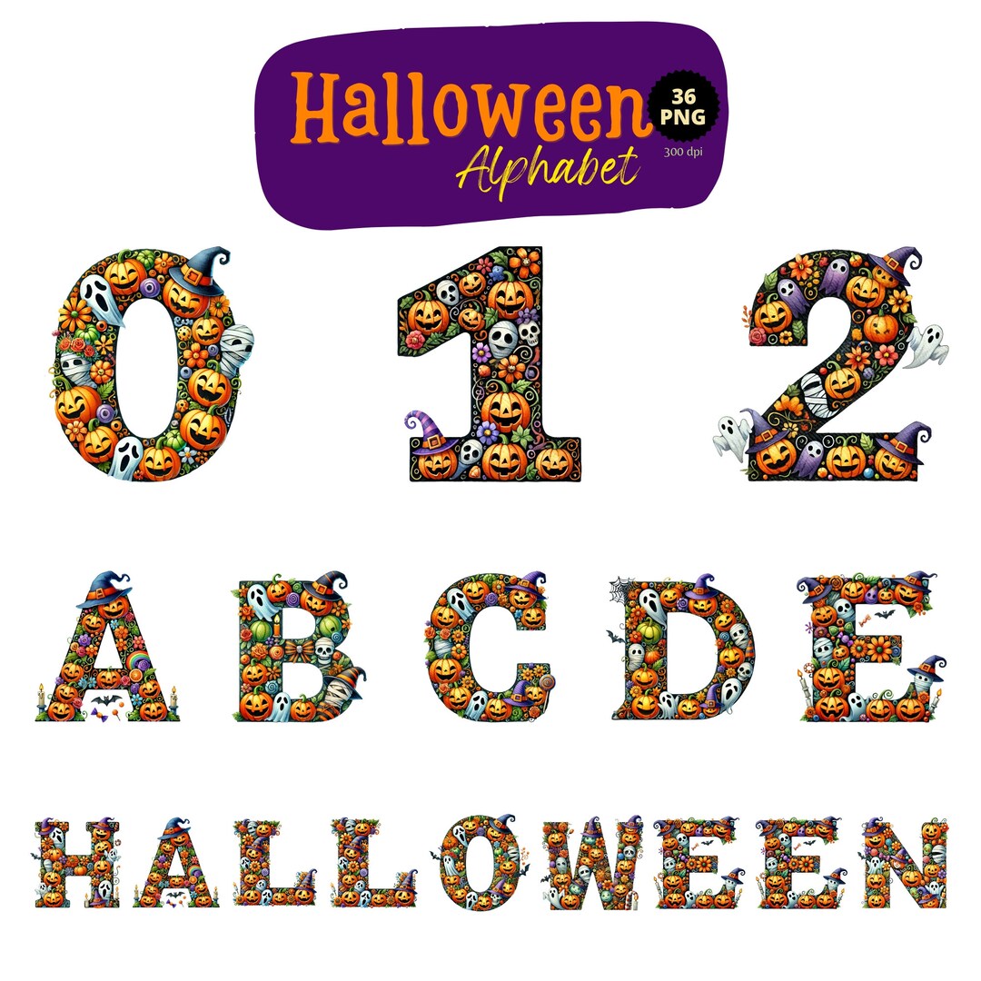 Halloween Alphabet Clipart 2, Halloween PNG Letter, Halloween Font ...