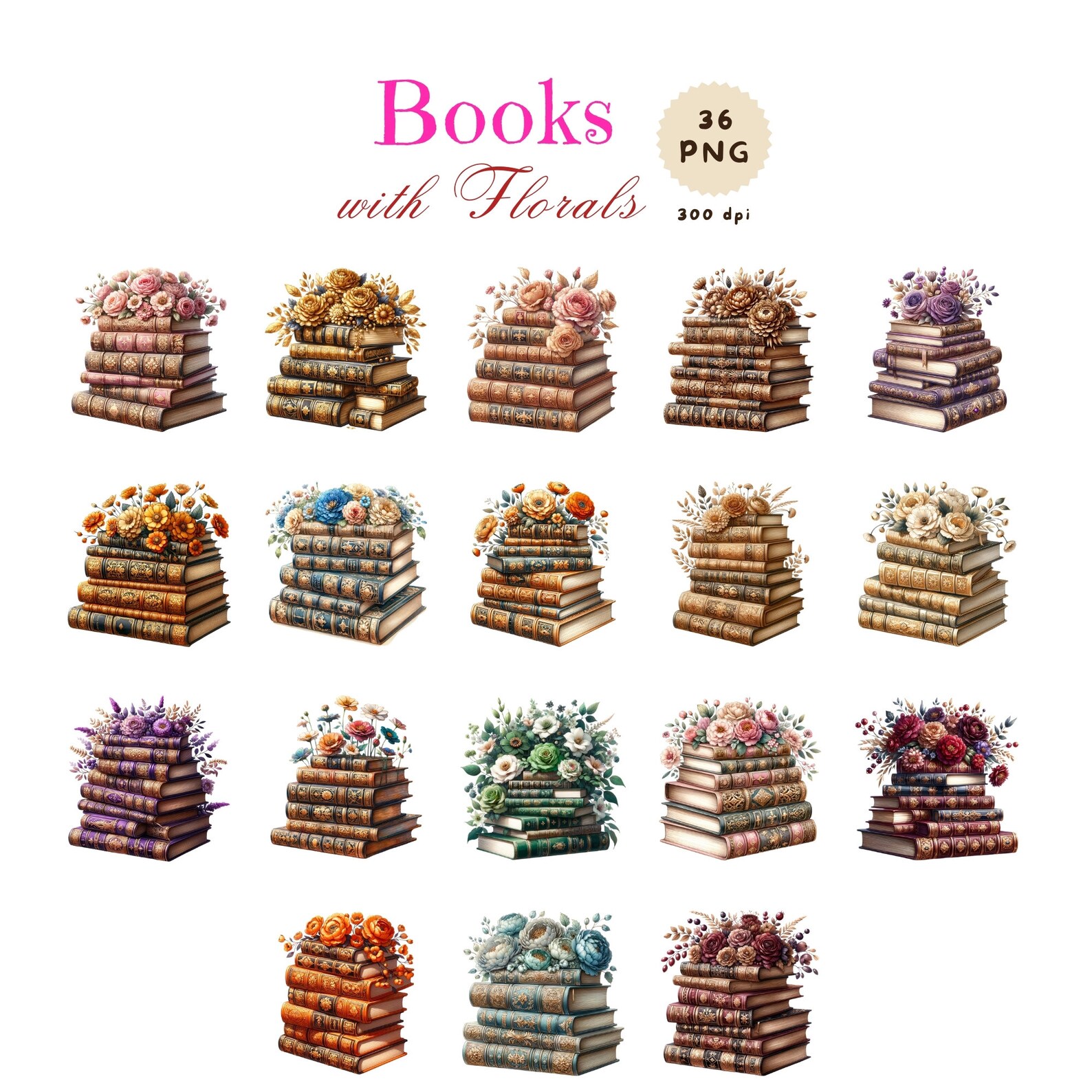 Books Flowers, Books Flower Clipart, Books Florals, Books Floral, Books ...