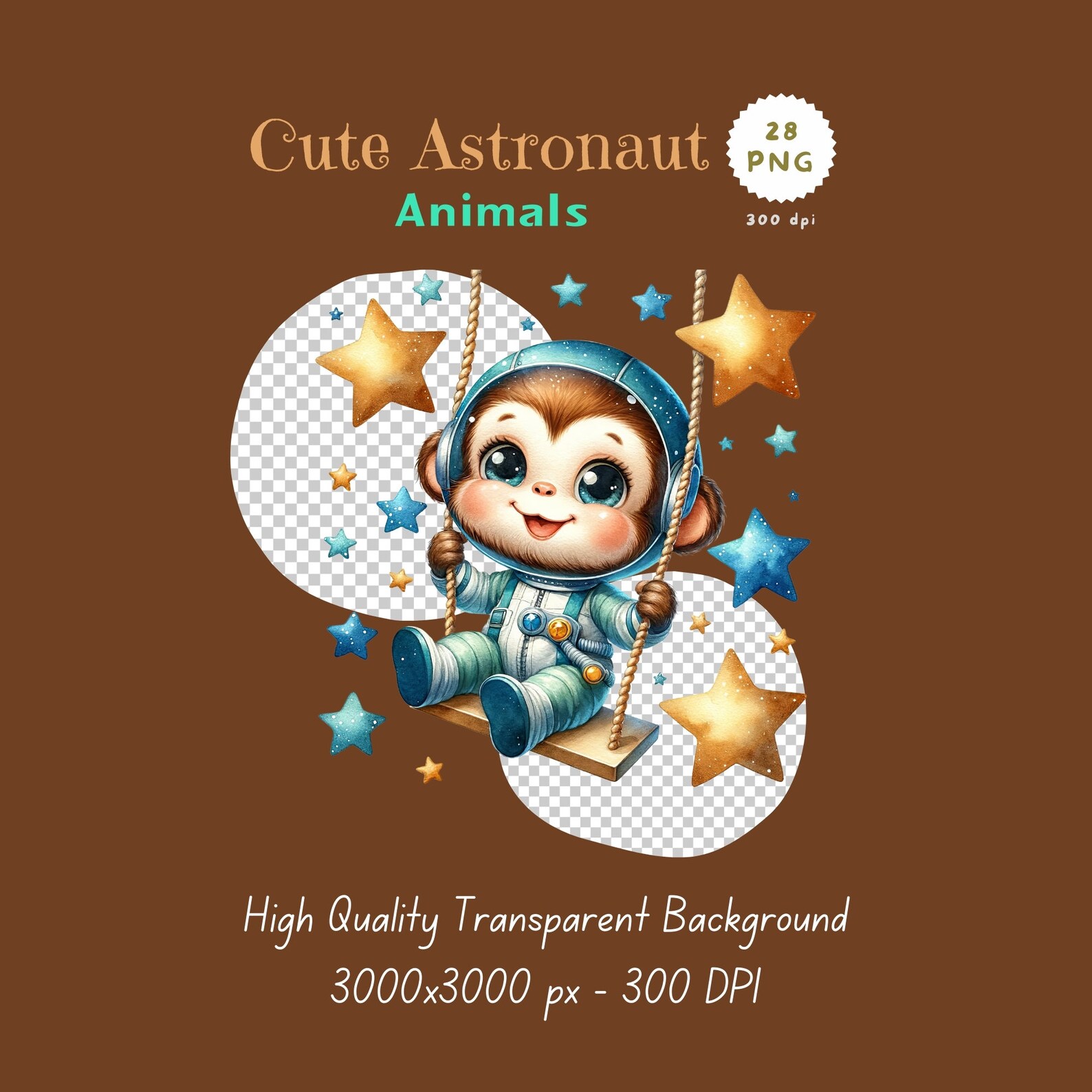 Cute Astronaut Animals, Watercolor Cute Animal Clipart, Astronaut ...