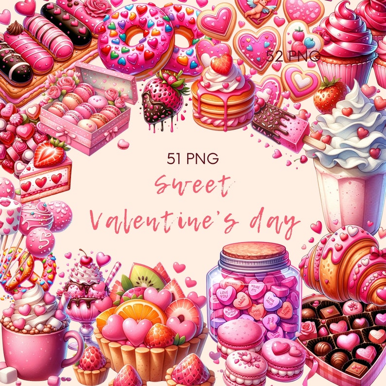 Sweet Valentine 's Clipart, Pink Dessert PNG, Valentines PNG ...