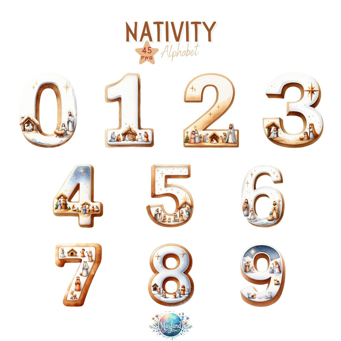 Nativity Alphabet Clipart, Nativity PNG Letter, Nativity Font, Nativity ...