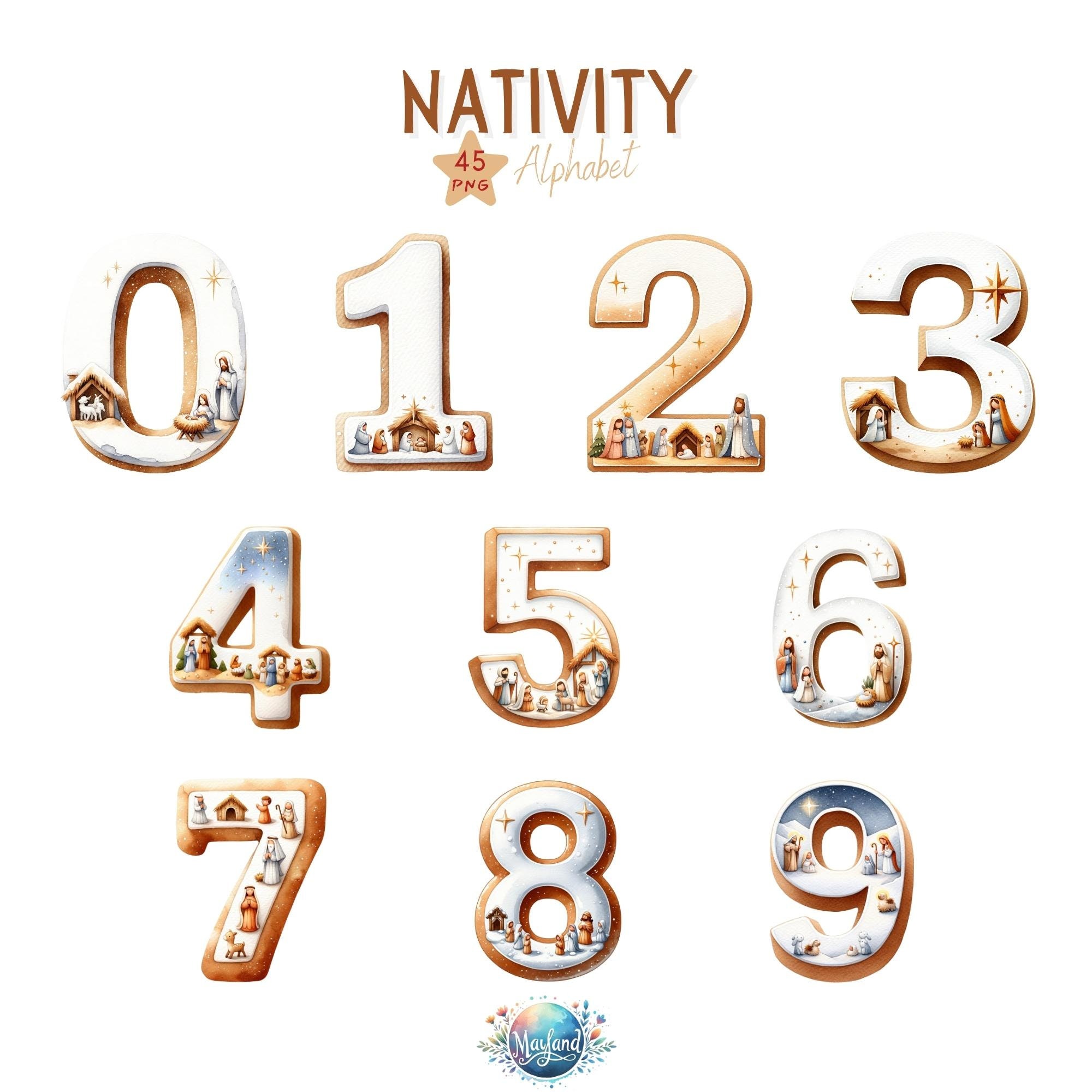 Nativity Alphabet Clipart, Nativity PNG Letter, Nativity Font, Nativity ...