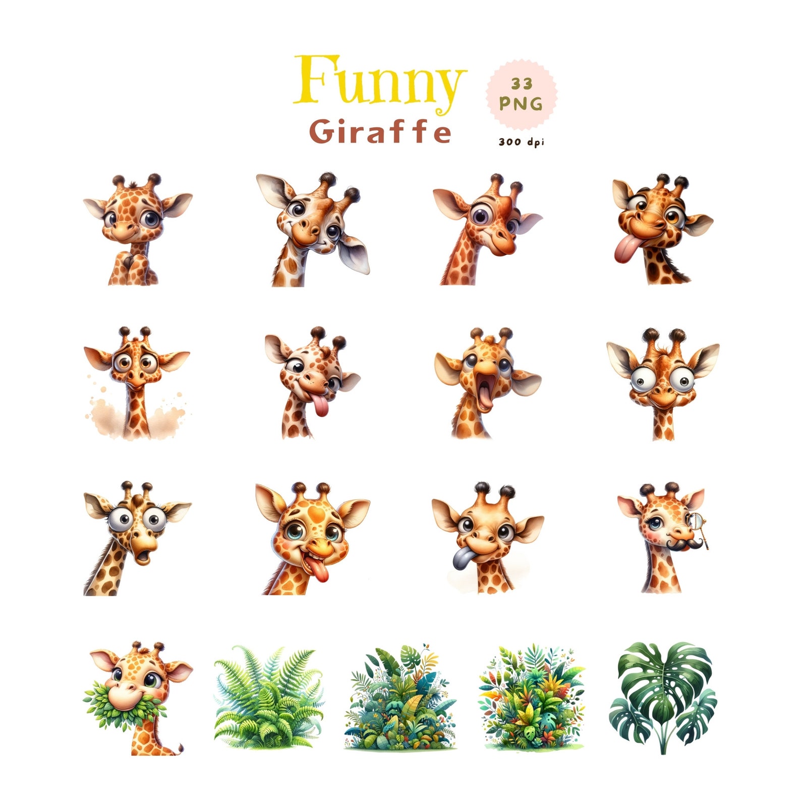 Funny Giraffe Png, Funny Giraffe Clip Art, Cool Giraffe Bundle ...