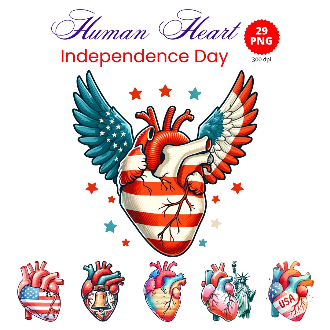 Heart for Independence Day I, Heart Png, Anatomical Heart, July 4th ...