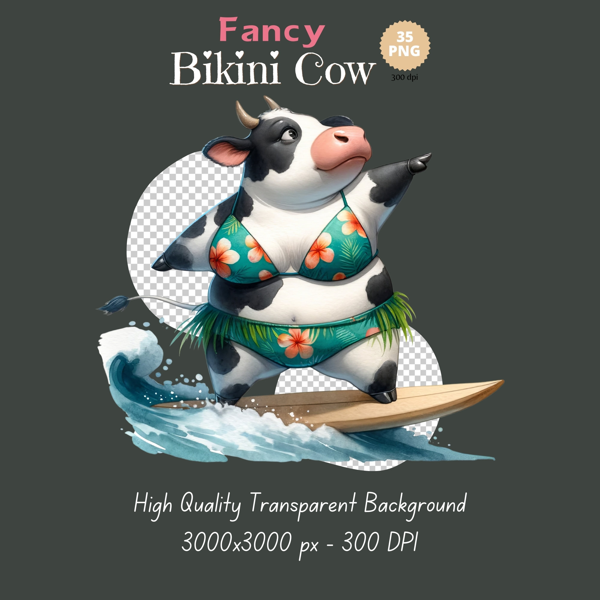 Bikini Cows, Cow Clipart, Funny Cow Png, Cows Print, Farm Animal Bundle, Bikini Clipart, Cow ...
