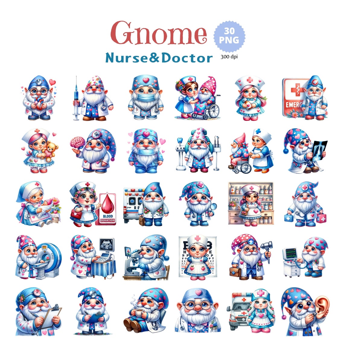 Gnome Nurse&doctor Clipart, Doctor Gnome Clipart, Medical Clipart ...