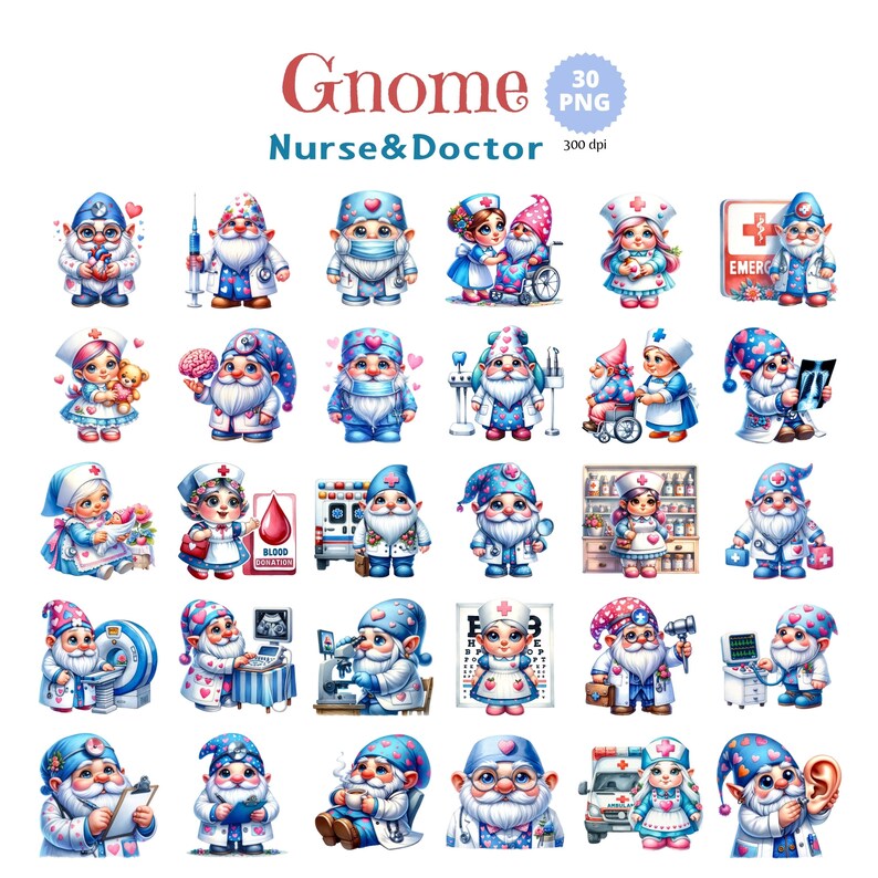 Gnome Nurse&doctor Clipart, Doctor Gnome Clipart, Medical Clipart ...