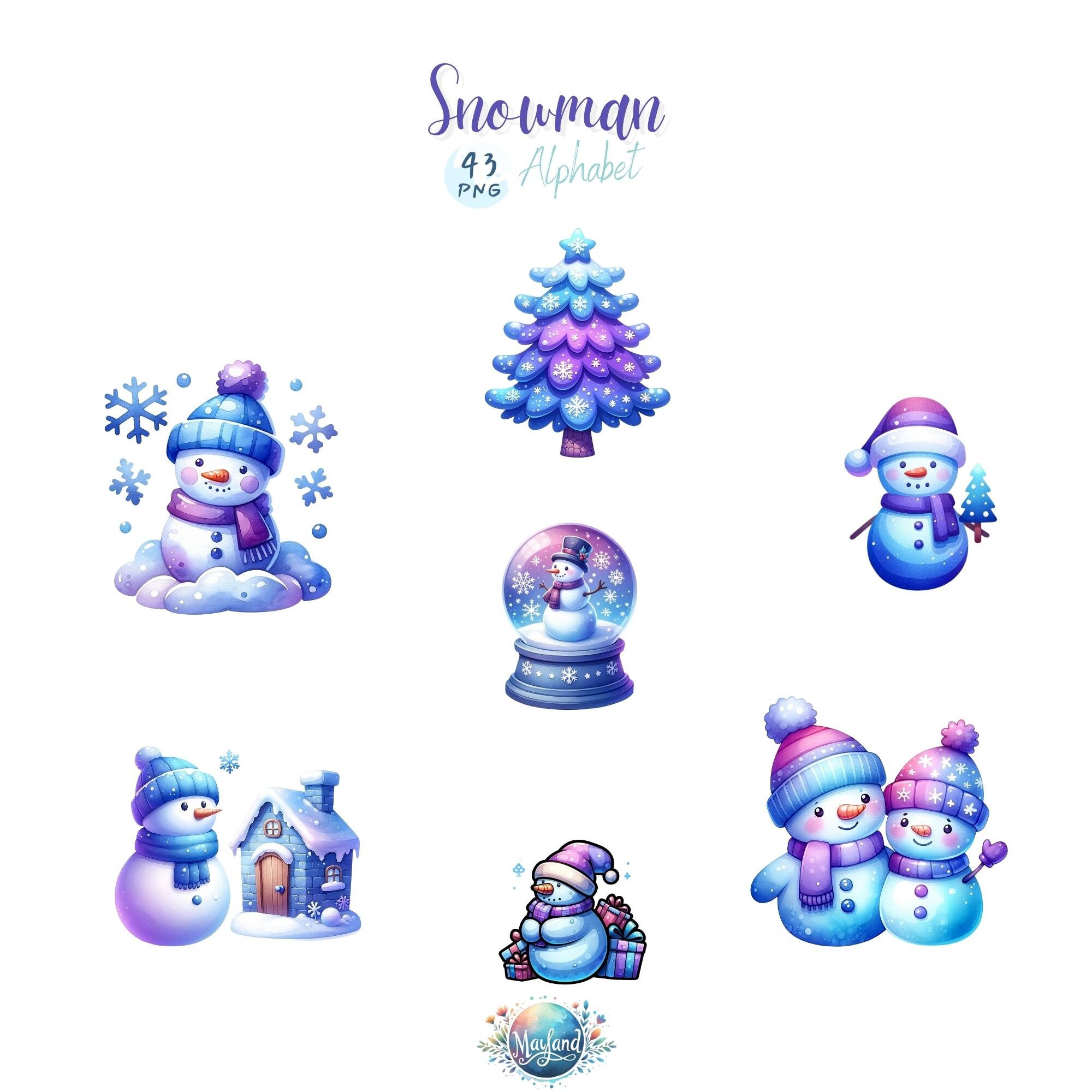 Snowman Alphabet Clipart, Snowman PNG Letter, Snowman Font, Snowman ...