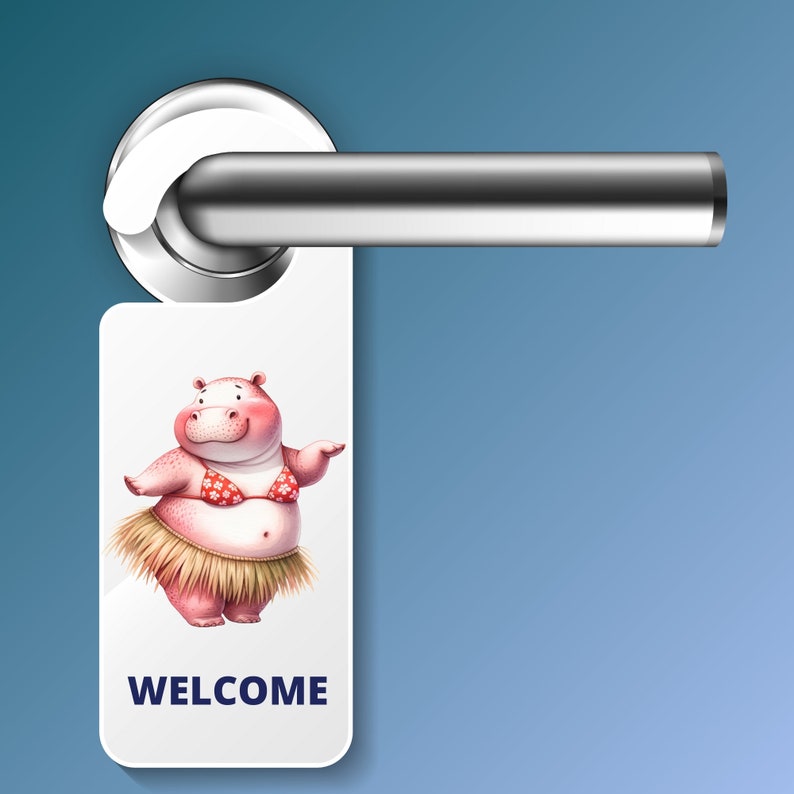 Hippo Clipart, Funny Hippo Bundle, Hippopotamus Png, Summer Beach ...