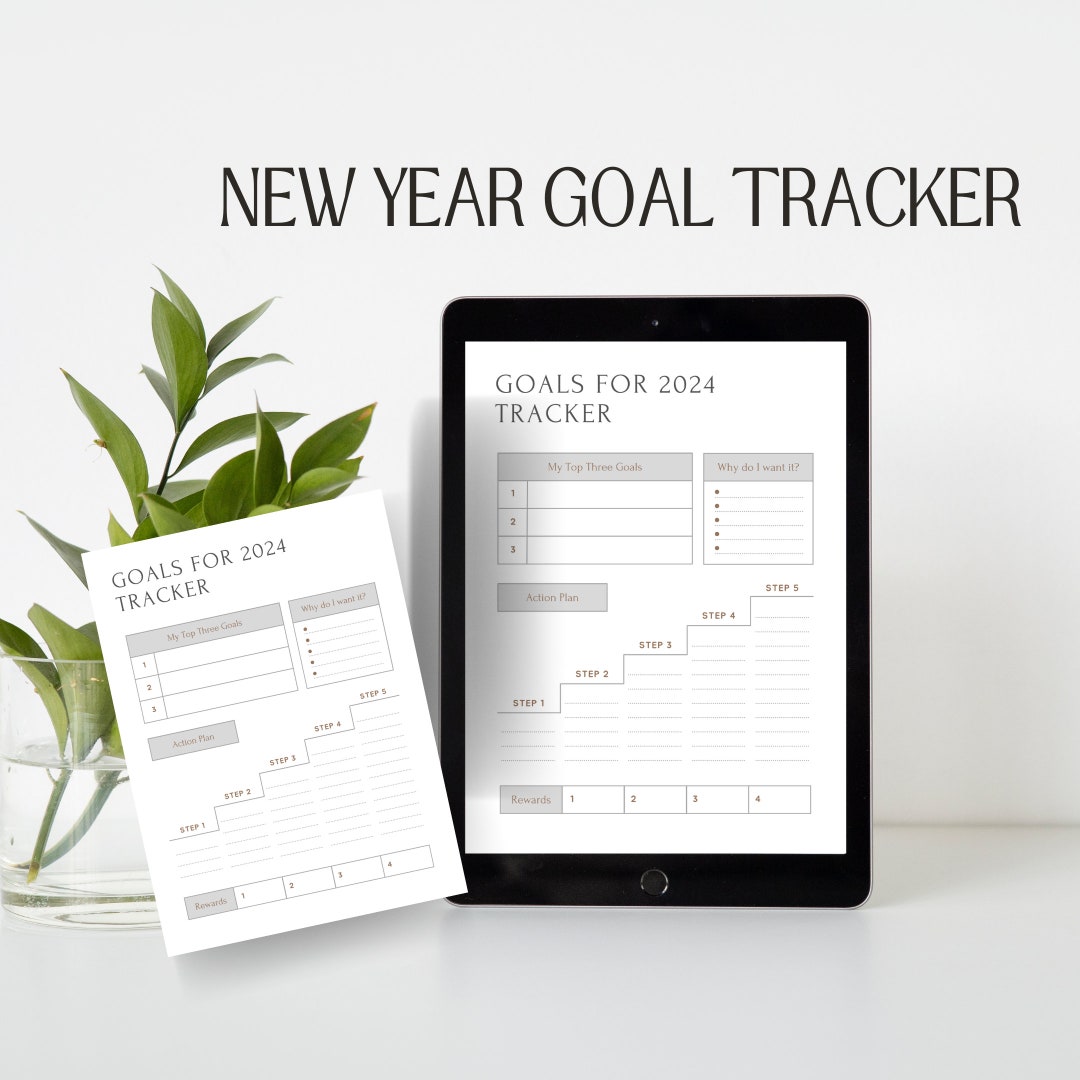 New Year Goals Printable, 2024 Planner Printable, Track Your Goals ...
