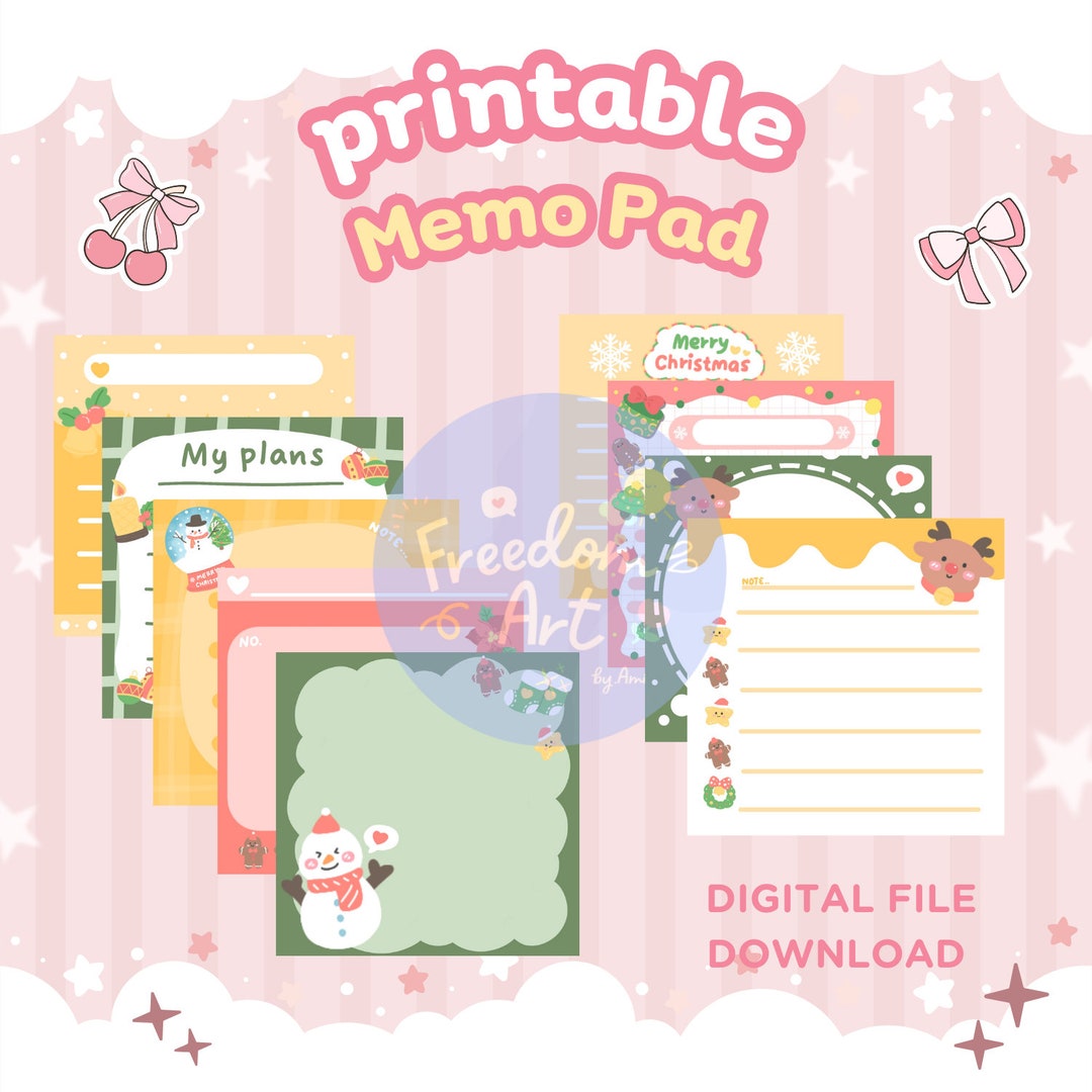 Printable Memo Sheets, Digital Download, Kawaii Stationary, Kawaii Memo ...