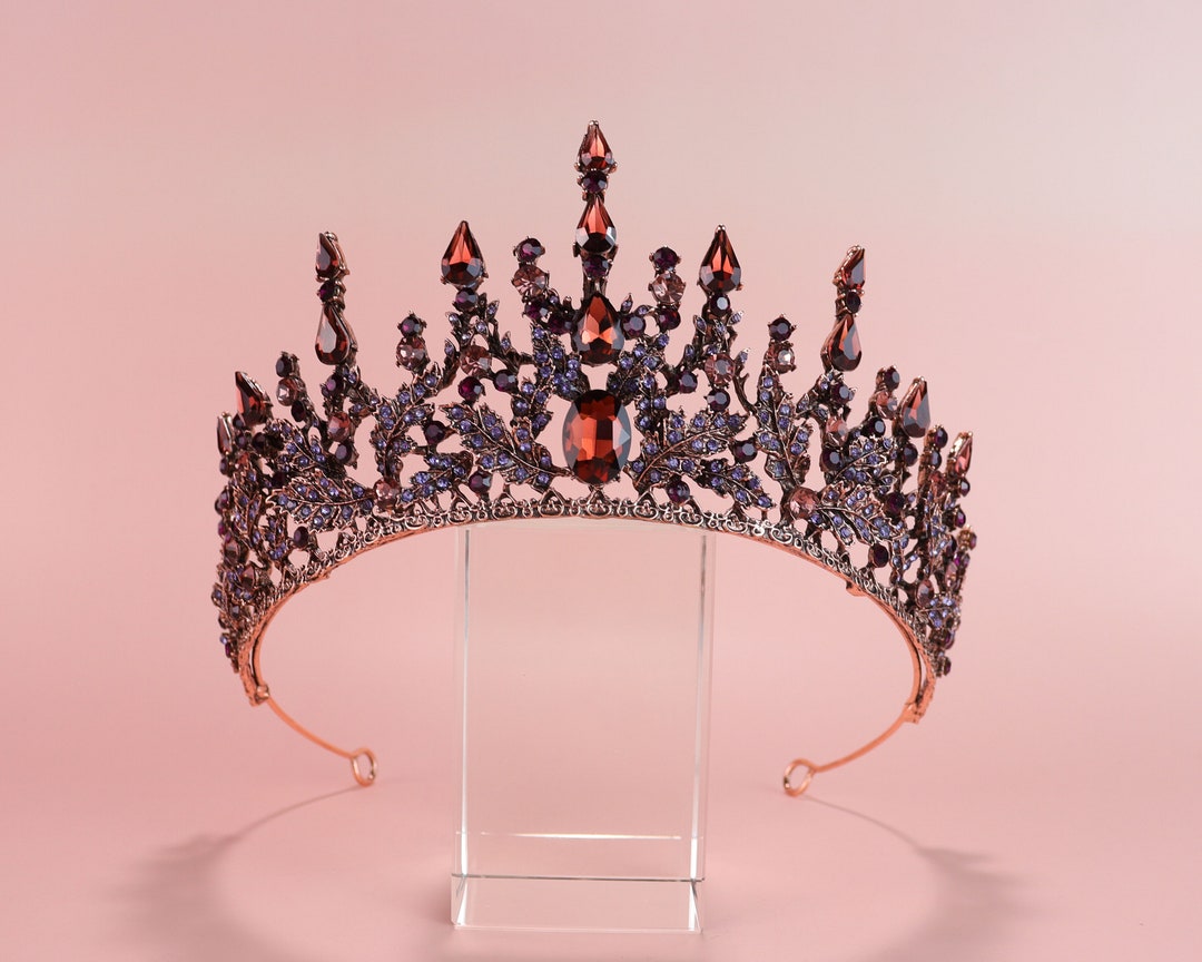 Dark Red Crown, Dark Bride, Gothic Wedding, Fairy Crown, Forest Wedding ...