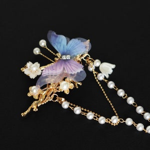 Purple Butterfly Hair Clips, Tassel Headdress, Fairy Clip, Edge Clip ...