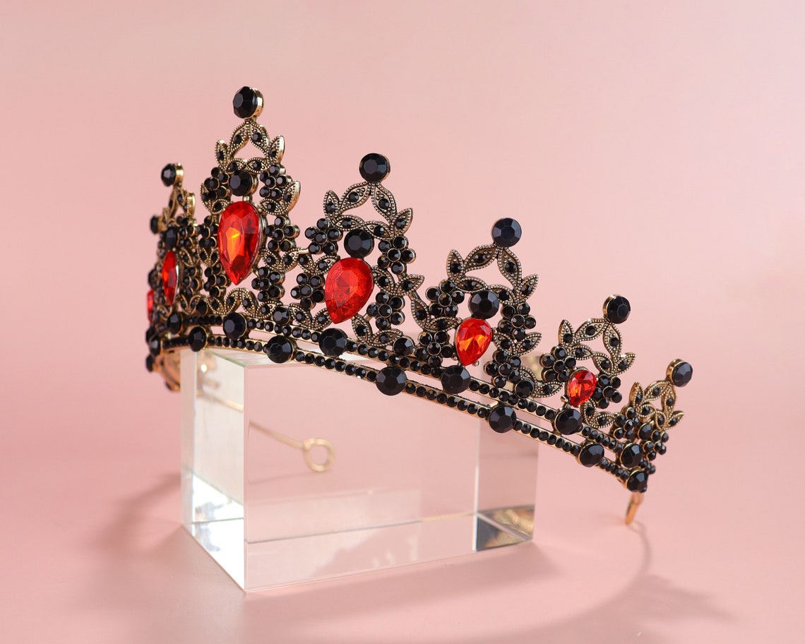 Gothic Bride,red With Black Tiara,black and Red Tiara,dark Bridal Tiara ...