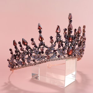 Dark Red Crown, Dark Bride, Gothic Wedding, Fairy Crown, Forest Wedding ...