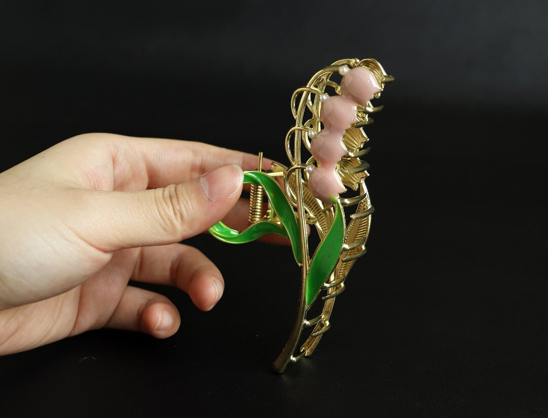 Lily Valley Flower Hair Claw Clip,fairy Hair Claw,large Metal Hair ...