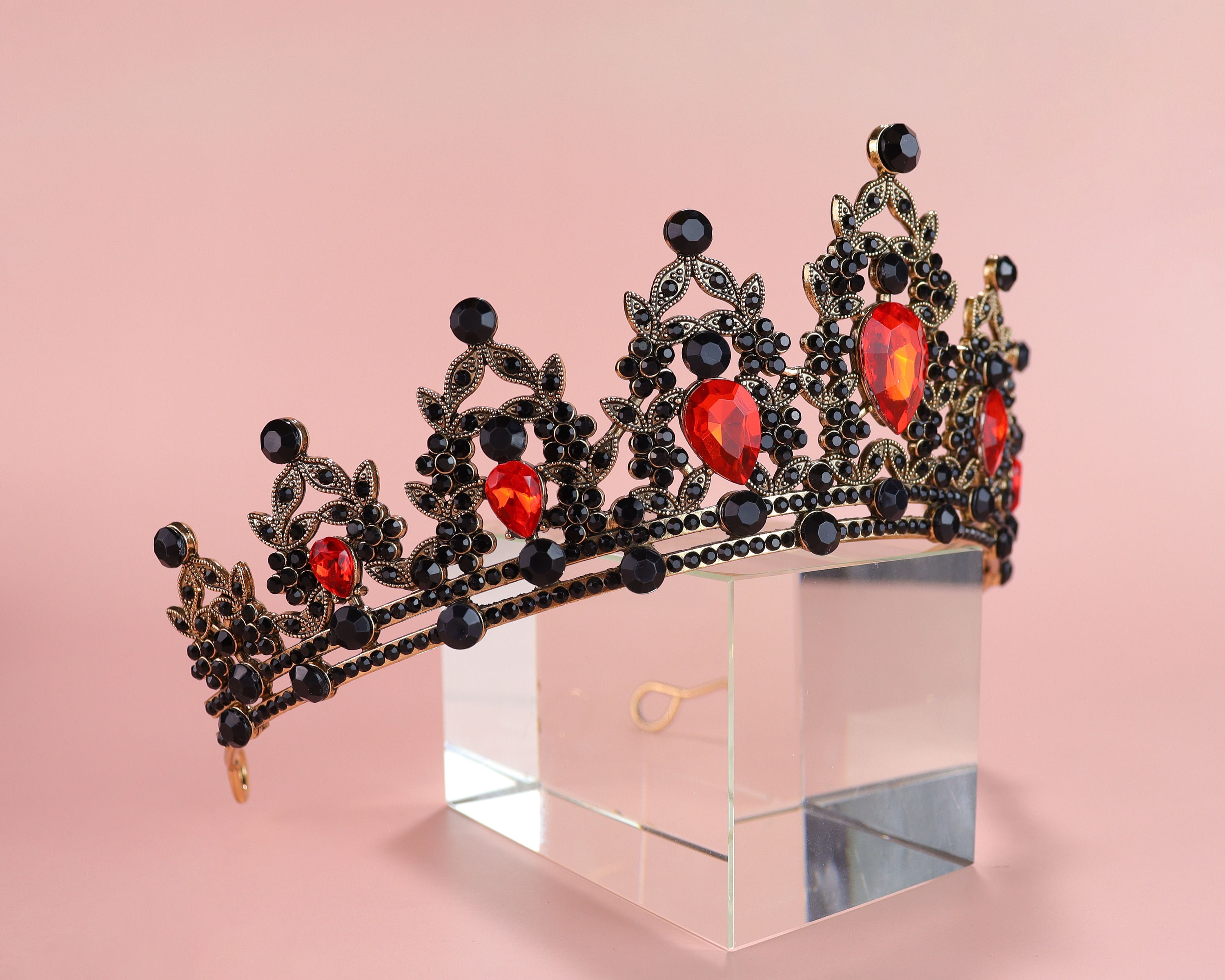 Gothic Bride,red With Black Tiara,black and Red Tiara,dark Bridal Tiara ...