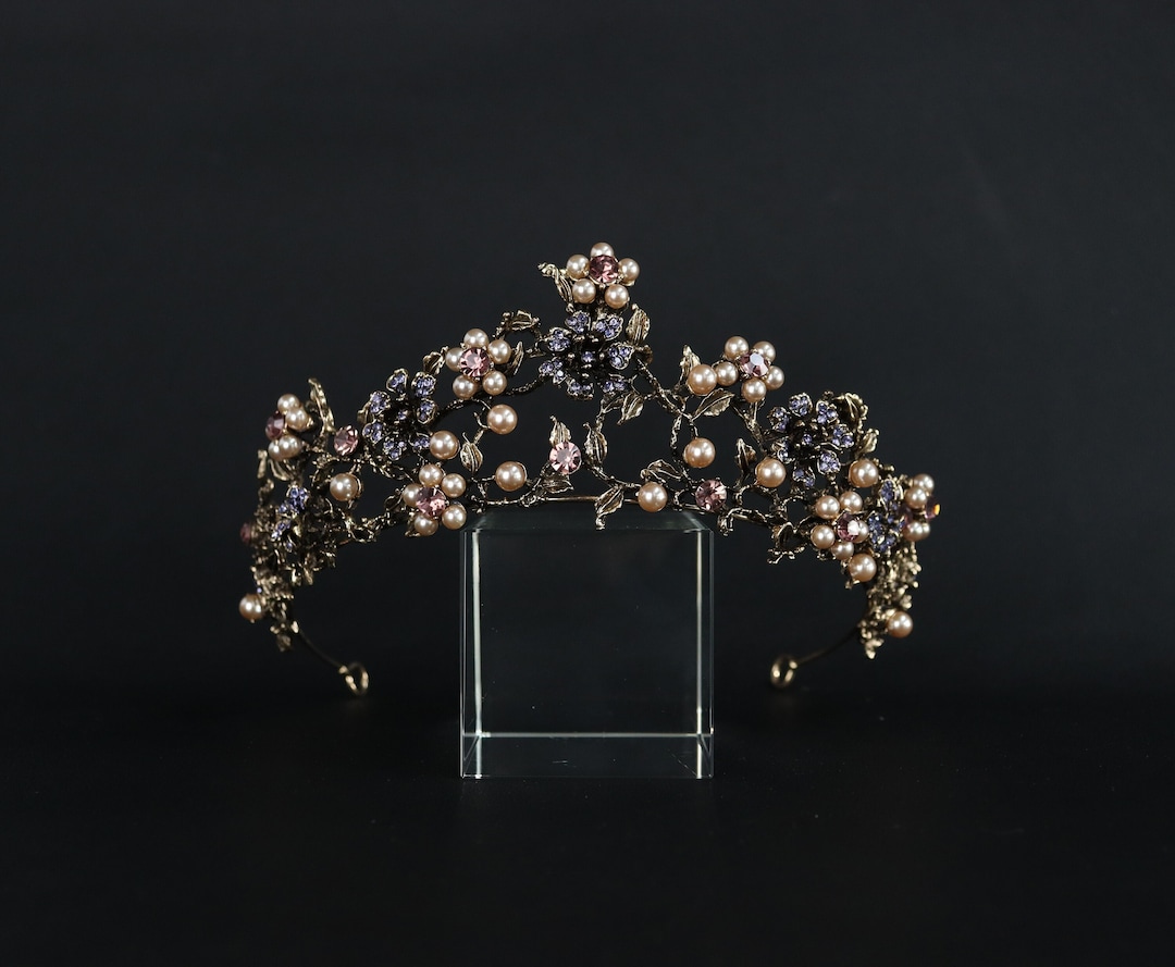 Fairy Tiara, Pearls Flowers Fantasy Tiara Crown,forest Wedding Crowns ...