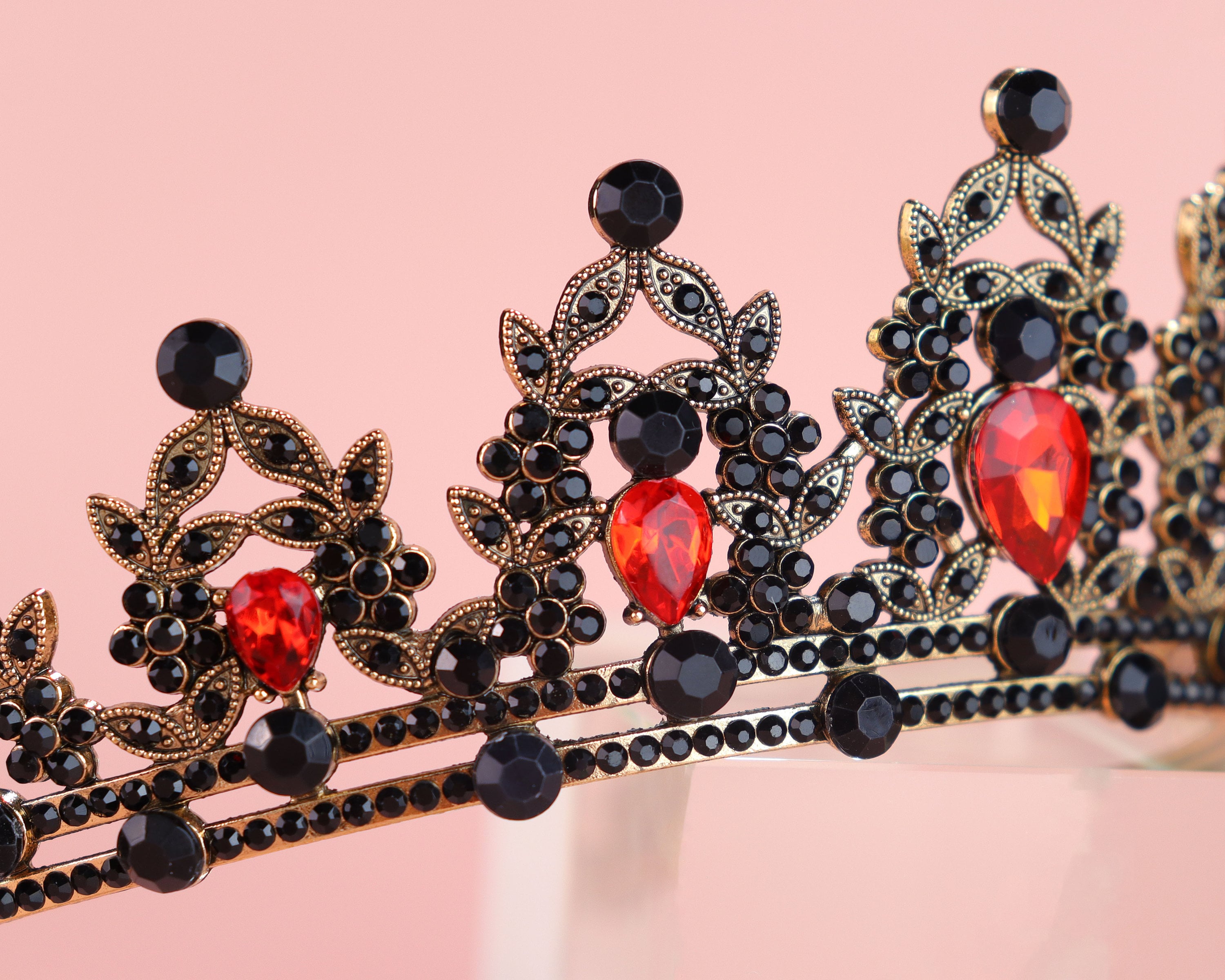 Gothic Bride,red With Black Tiara,black and Red Tiara,dark Bridal Tiara ...