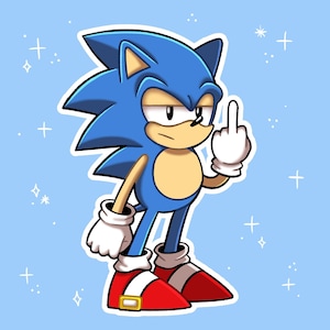 Sonic Middle Finger Sticker - Etsy