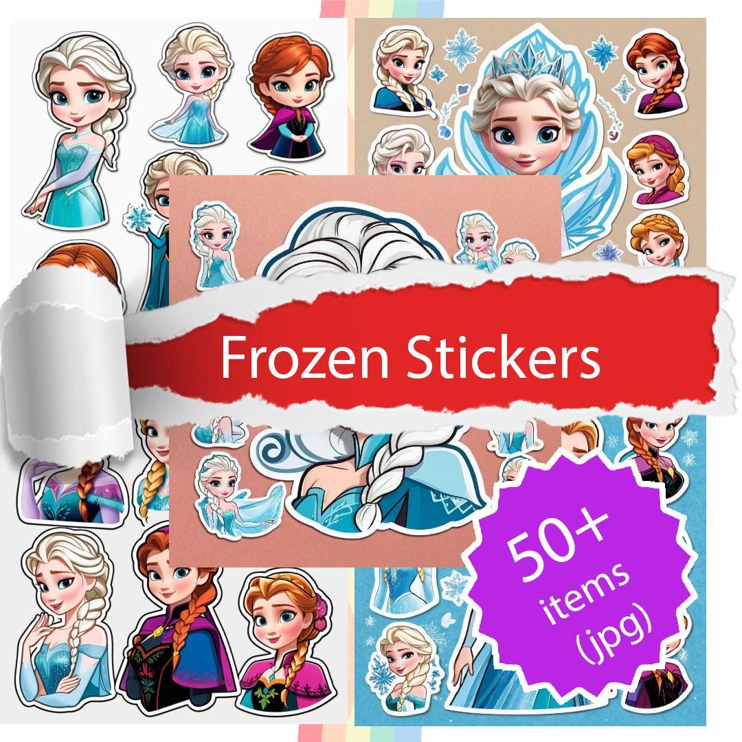 Frozen Cartoon Characters Elsa and Anna Sticker Package 1 - Etsy