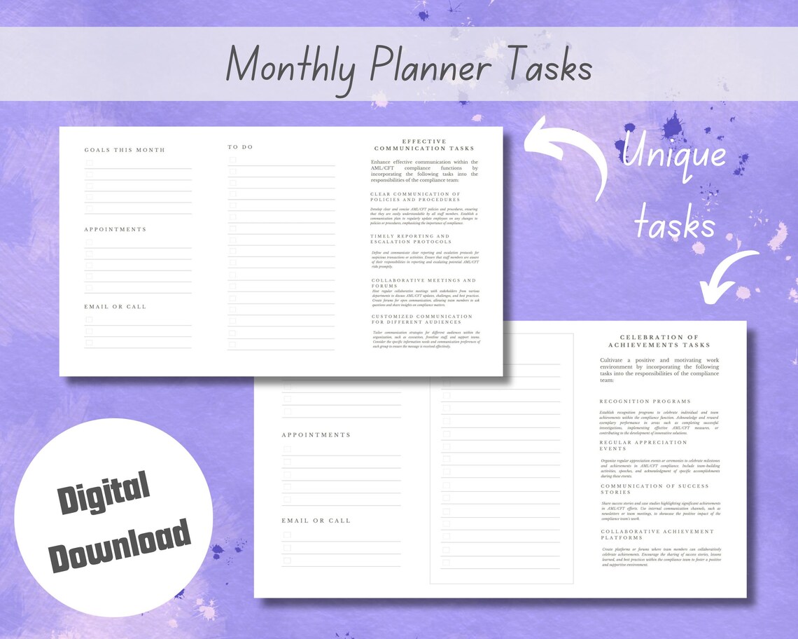 Printable Download 2024 AML/CFT Compliance Officer Planner - Etsy