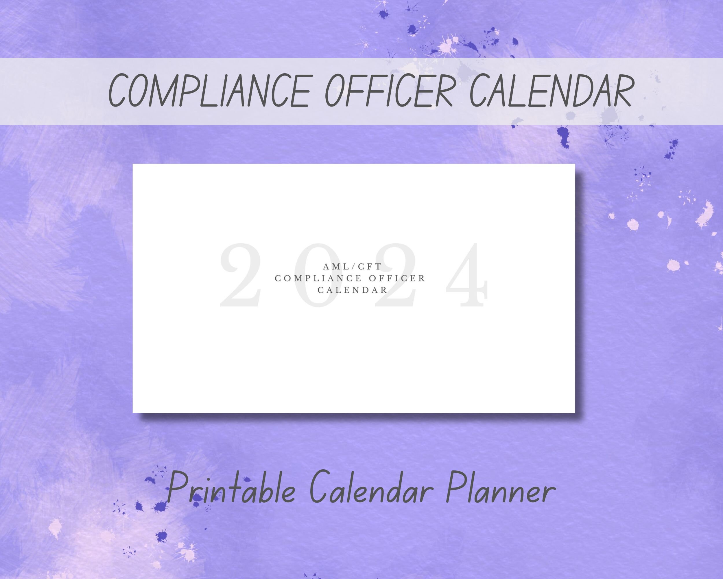 Printable Download 2024 AML/CFT Compliance Officer Planner - Etsy