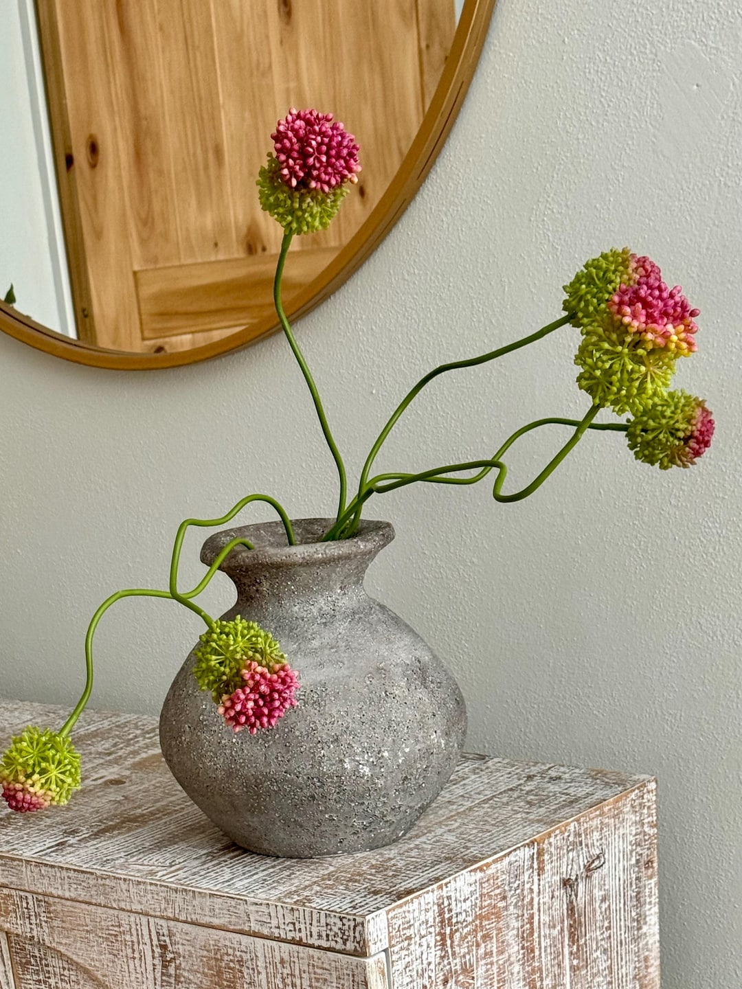2 Heads Artificial Allium, Silk Dandelion Flower 27.8", Faux Allium ...