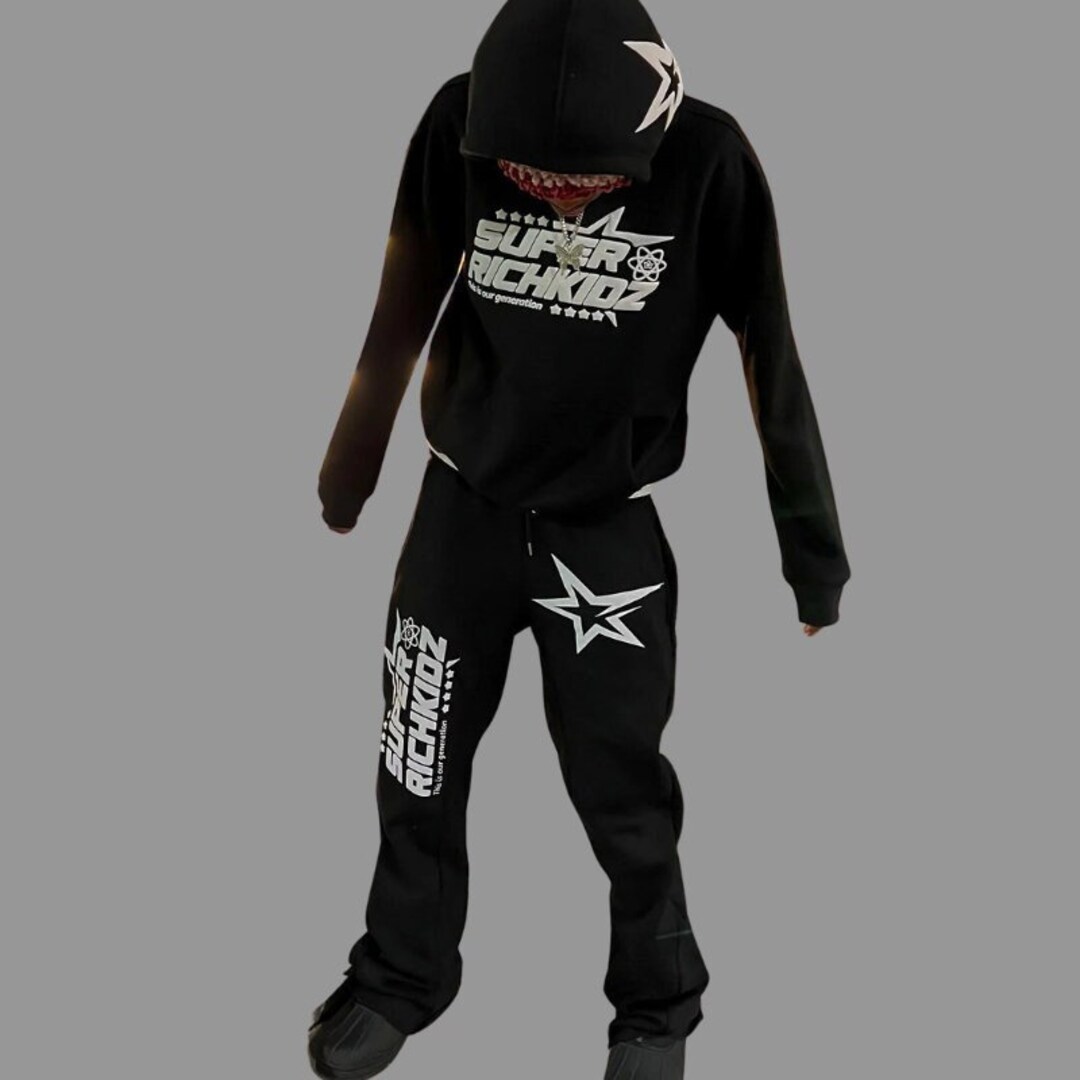 Y2K Star Print Tracksuit, Embroidery Tracksuit, Sweatpants, Y2K Hoodie ...