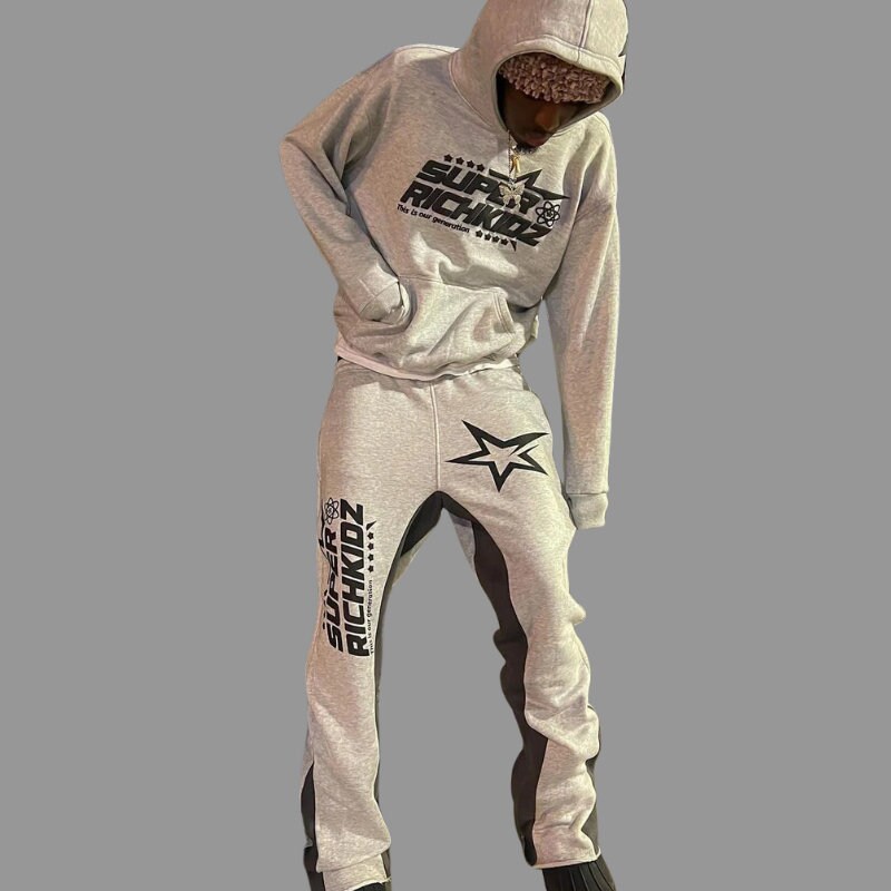 Y2K Star Print Tracksuit, Embroidery Tracksuit, Sweatpants, Y2K Hoodie ...
