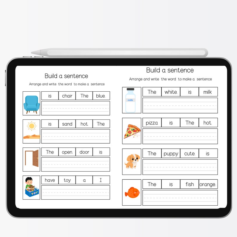 10 Page Build a Simple Sentence Worksheets; Sentence Correction ...